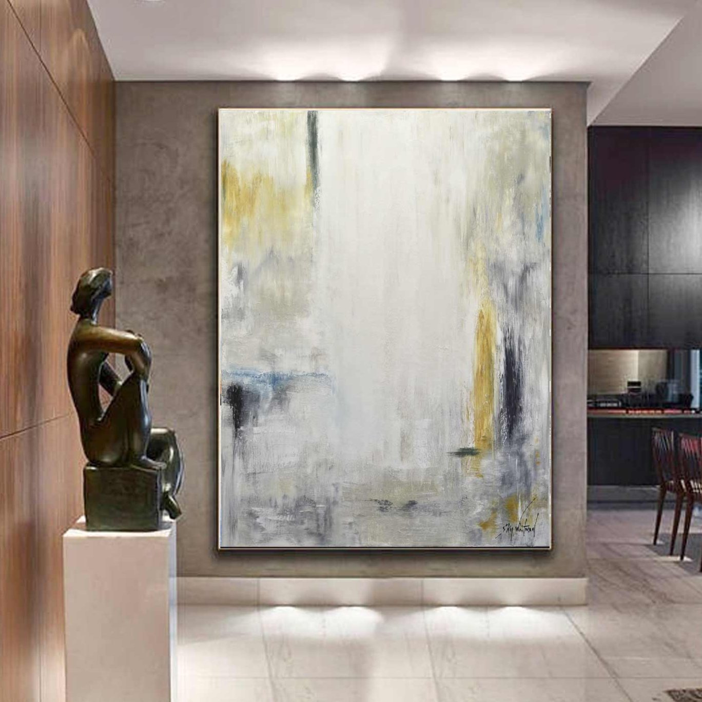 Vertical Abstract Modern Design Painting Yellow Green Staircase – Sky ...