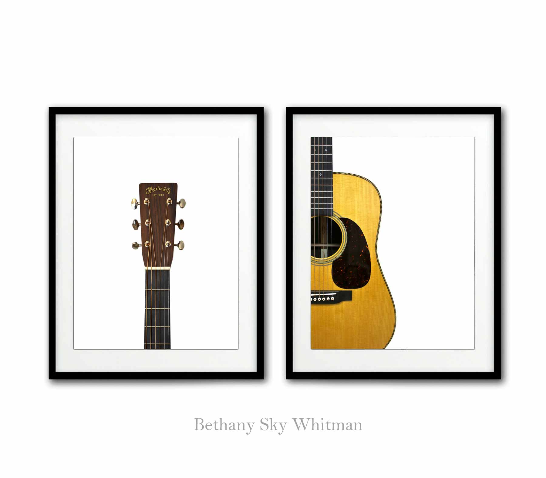 Set of 2 Acoustic Guitar Prints Digital Download – Sky Whitman Fine Art